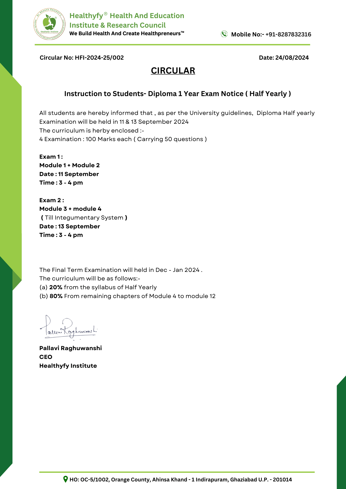 Circular - Healthyfy Institute